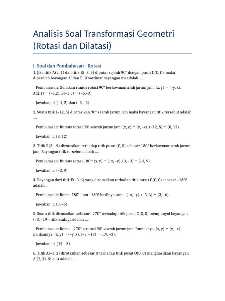 Analisis_Soal_Rotasi_Dilatasi | PDF