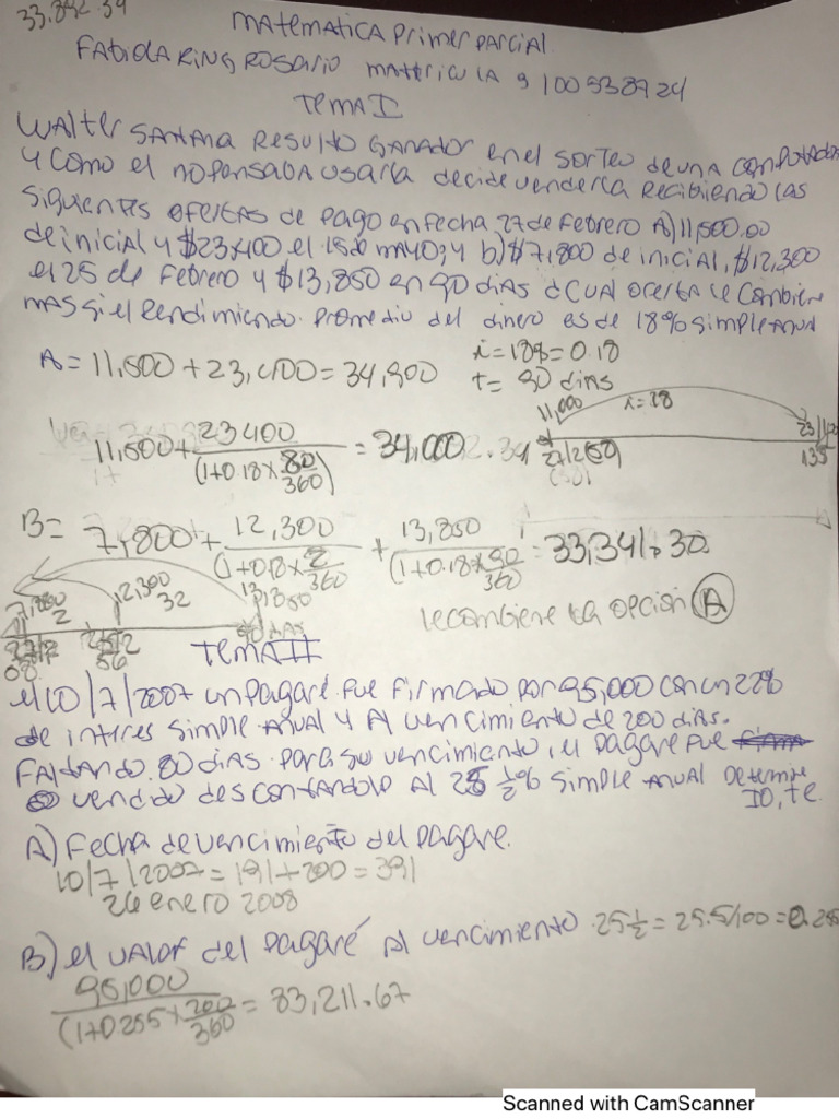 examen de matemática financiera | PDF