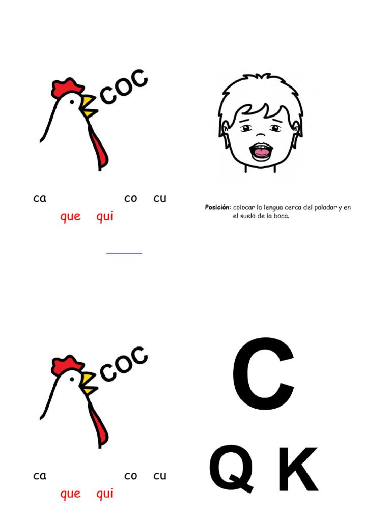 Fonema K: Ejercicios y Posición Lingüal | PDF