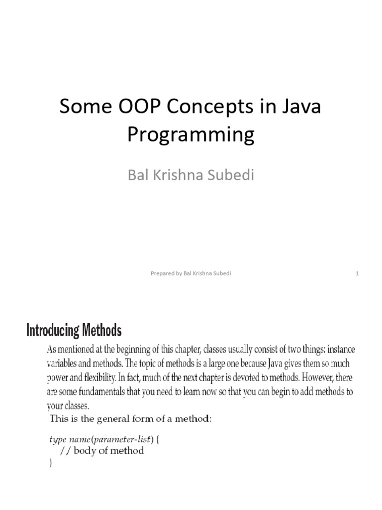 OOP Concepts in Java: Methods & Overloading | PDF
