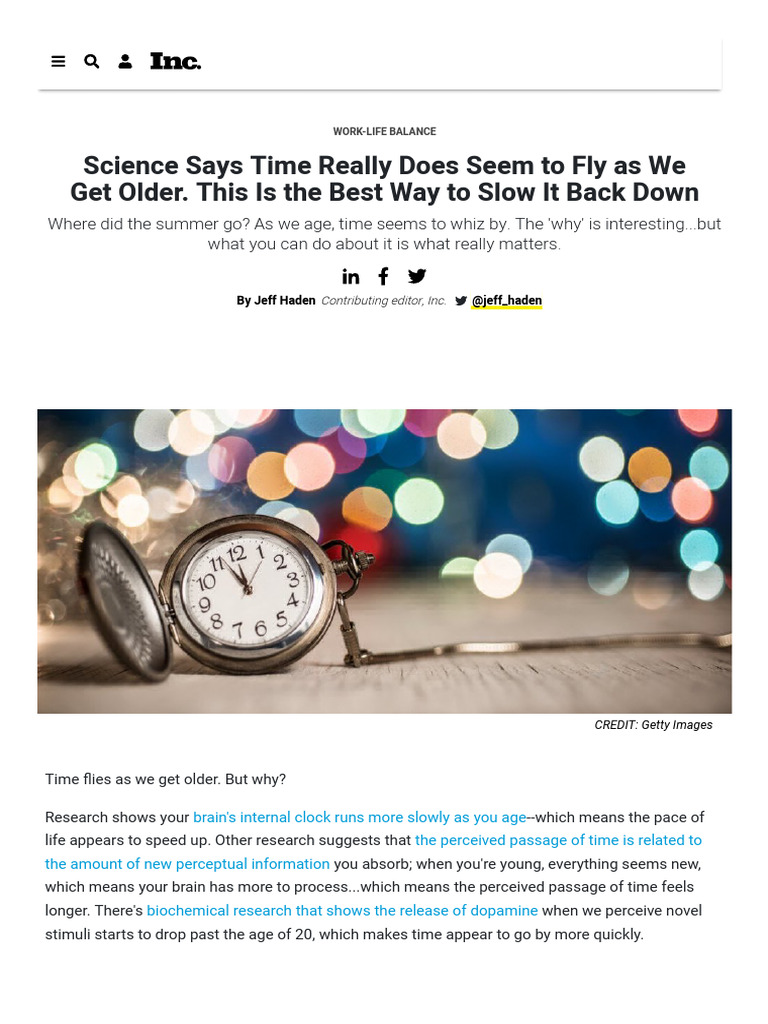 Time Really Does Seem To Fly As We Get Older | PDF | Psychology ...