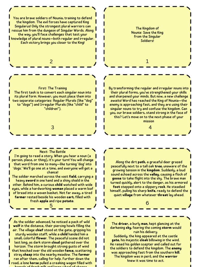 Rescue King Singularus: Plural Challenge | PDF | Plural | Grammatical ...