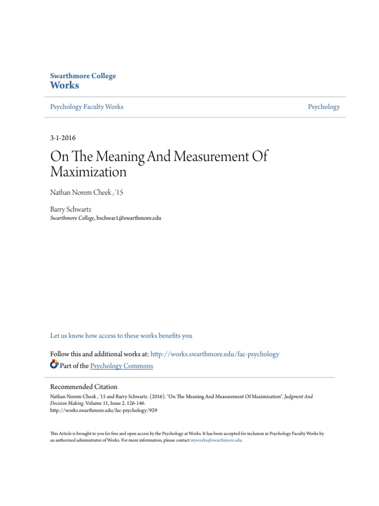 On The Meaning And Measurement Of Maximization | PDF | Behavioural ...
