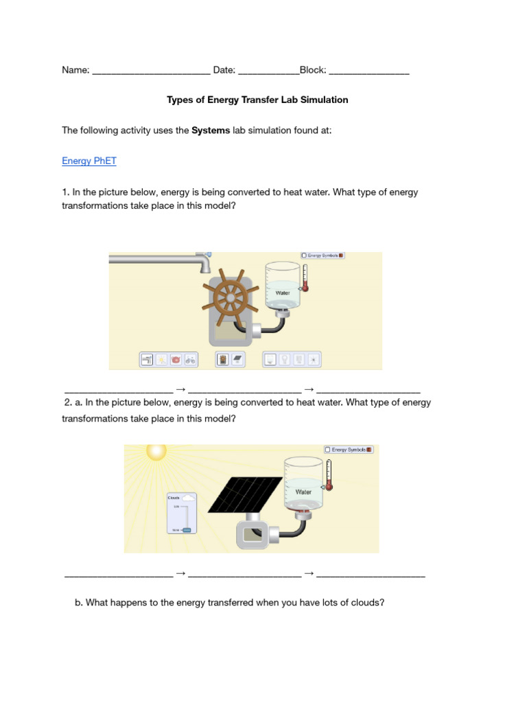 Energy Transfer Lab Simulation Guide | PDF | Heat | Physical Phenomena