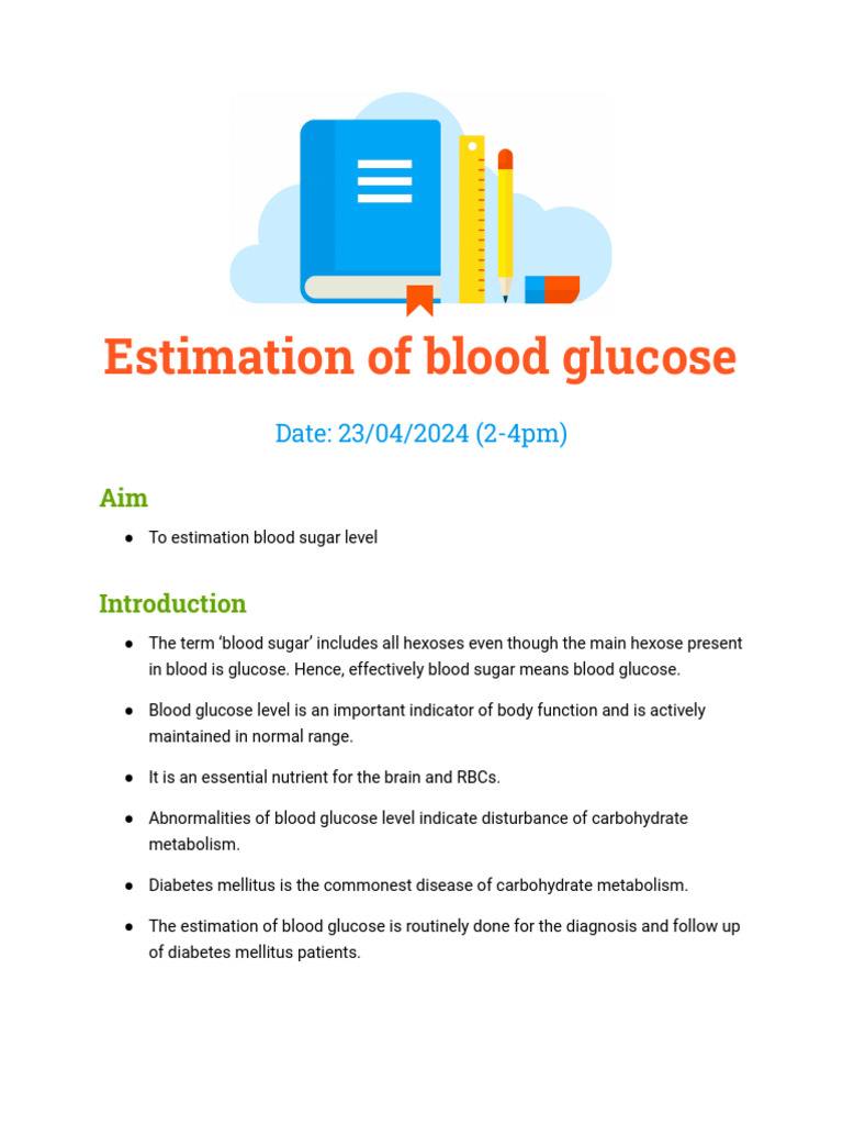 Quantitative Estimation of Blood Glucose | PDF | Glucose | Enzyme