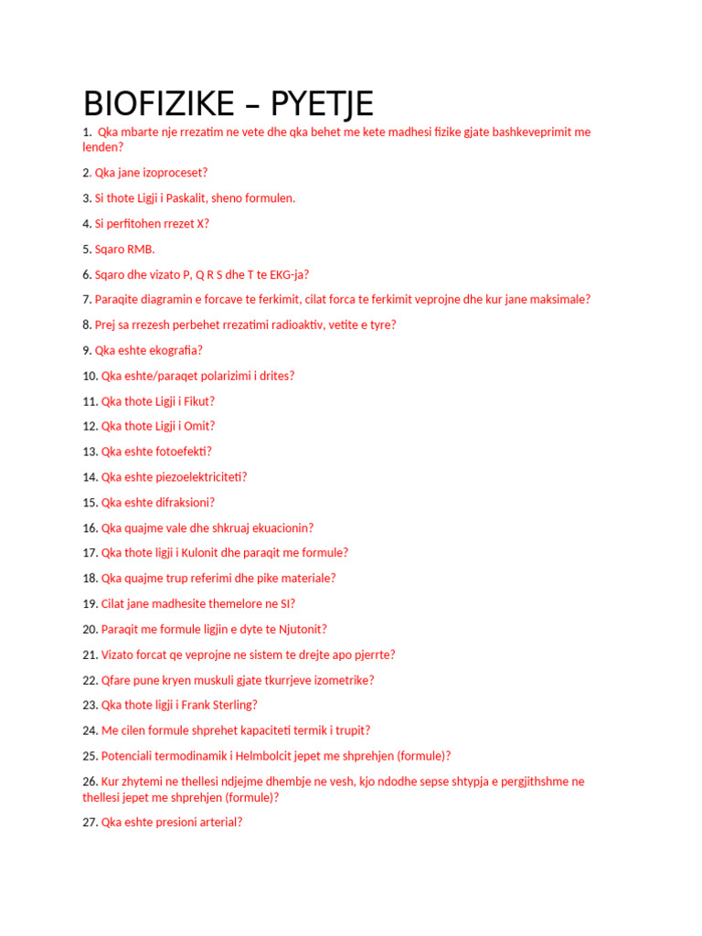 BIOFIZIKE Pytje | PDF