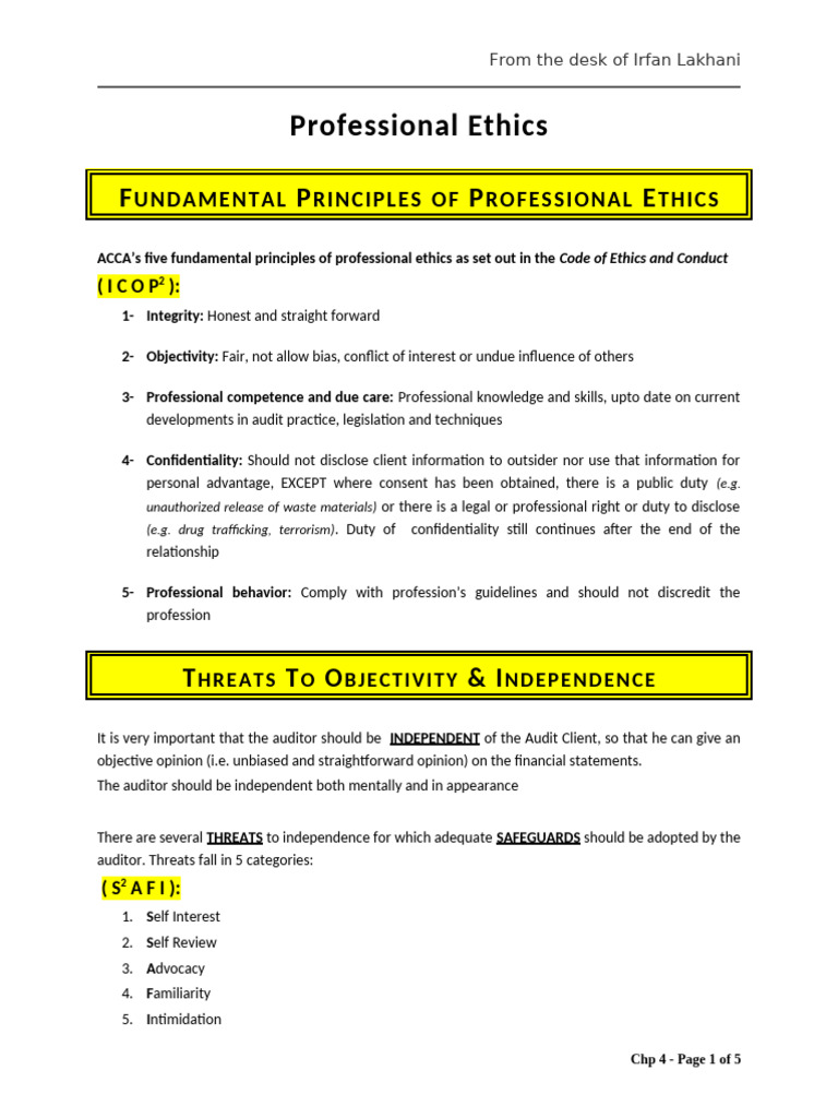Chap 4 Code Ethics 28022025 061946pm | PDF | Audit | Conflict Of Interest