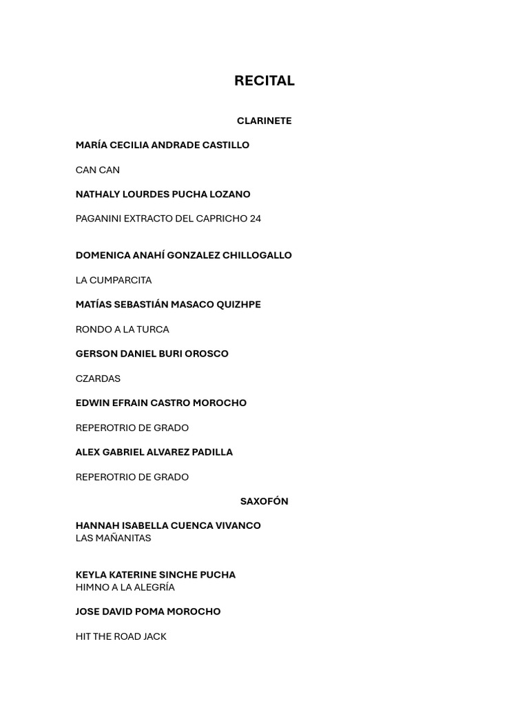 Recital Fin 2025 | PDF