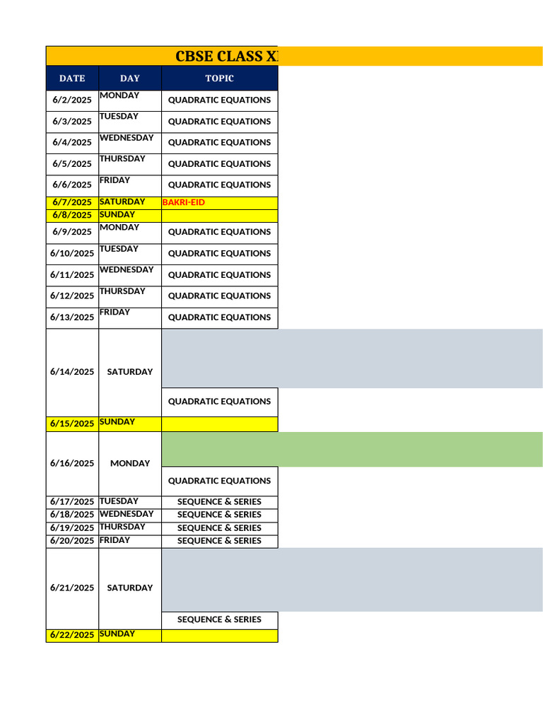 Cbse Class Xi Micro Schedules - Iitjee and Neet | PDF | Ellipse | Circle