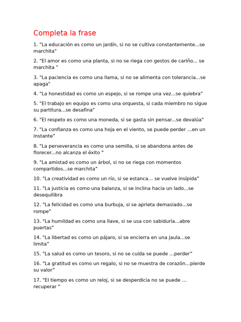 Completa La Frase | PDF