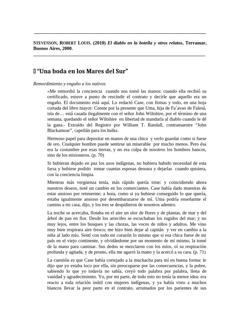 STEVENSON, ROBERT LOUIS - El Diablo en La Botella y Otros Relatos | PDF