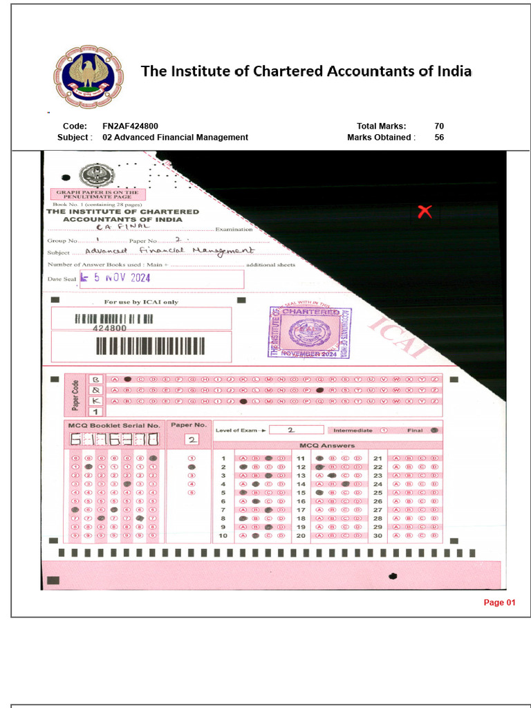CA Final Nov 24 AFM Scanned Answer Sheet 1744009852 | PDF