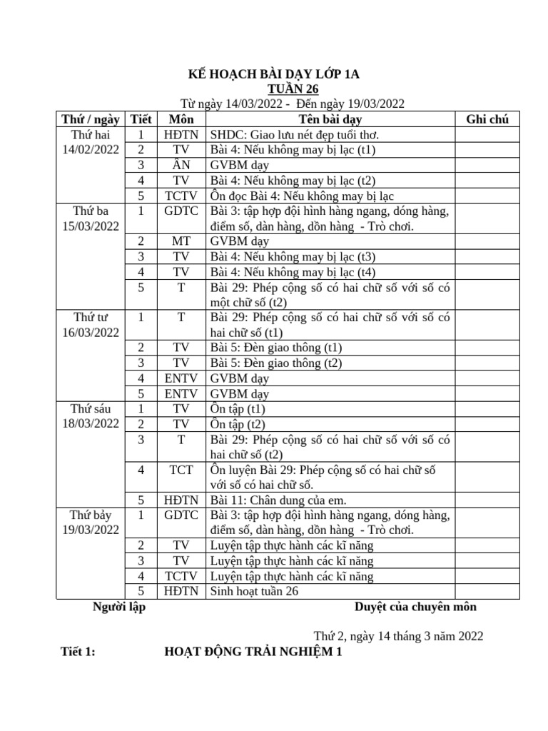 Giao an TUAN 26 Theo CV2345 Lop 1 | PDF