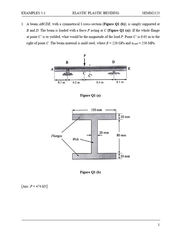Elastic Plastic Bending Beam Examples | PDF | Bending | Beam (Structure)