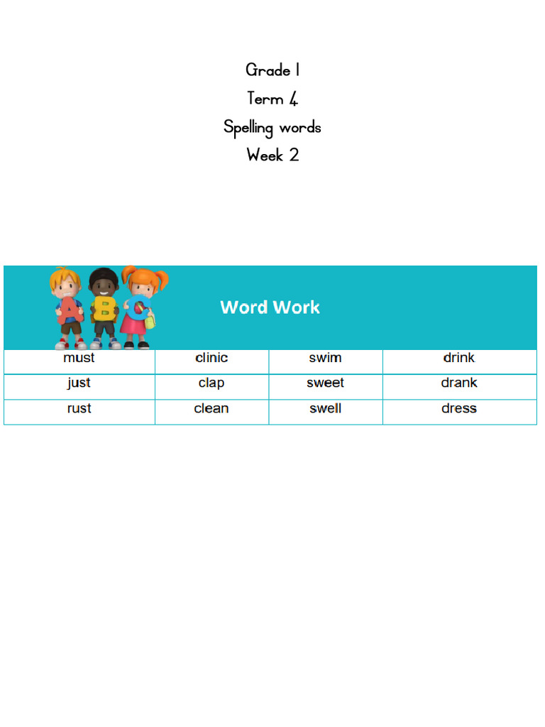 grade 1 term 4 english spelling words | PDF
