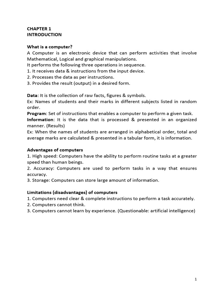 Introduction To Computers Lecture Notes Pdf Central Processing Unit Integrated Circuit