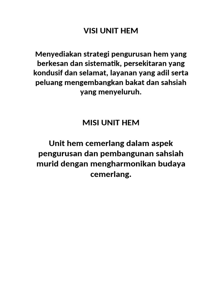 Visi Unit Hem | PDF