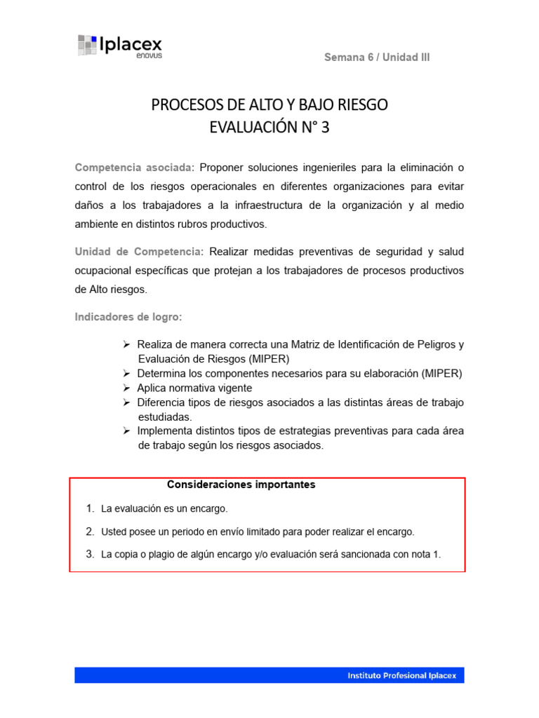 Procesos de Alto o Bajo Riesgo Evaluacion 3 Juvenal Rodriguez | PDF | Mar