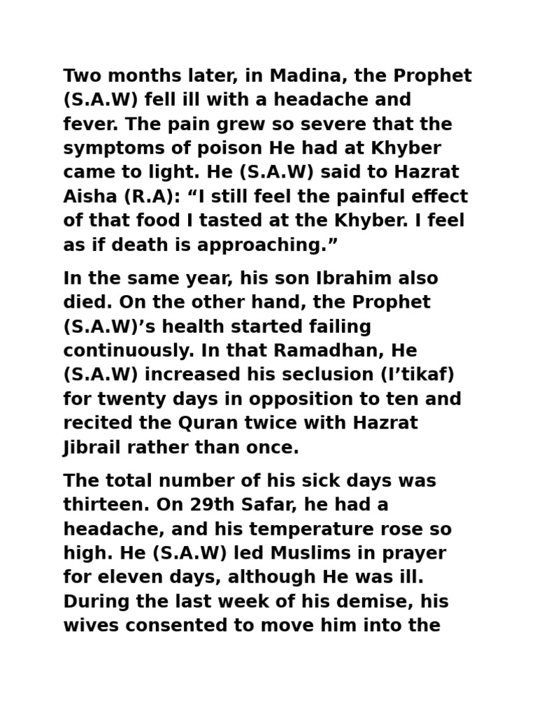 Prophet Muhammad's Final Days and Death | PDF | Muhammad | Umar