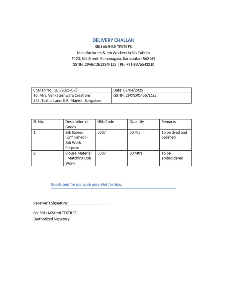 Custom Delivery Challan | PDF
