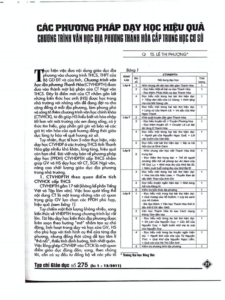 10cac Phuong Phap Day Hoc Hieu Qua Chuong Trinh Van Hoc Dia Phuong Thanh Hoa Cap Trung Hoc Co So ...