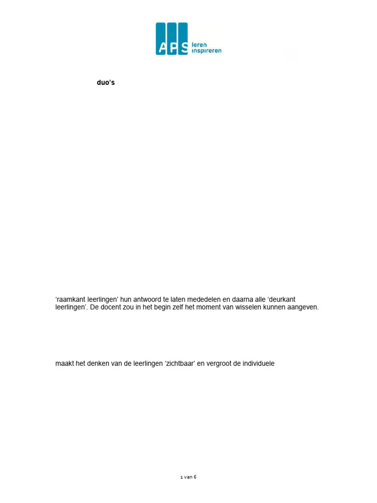 Vijf Basiswerkvormen Voor Activerend Leren | PDF