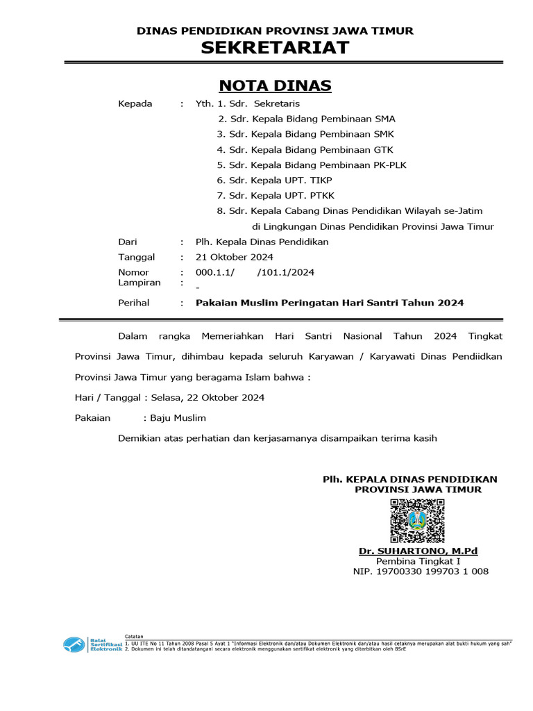 Nota Dinas Hari Santri 2 - Sign | PDF