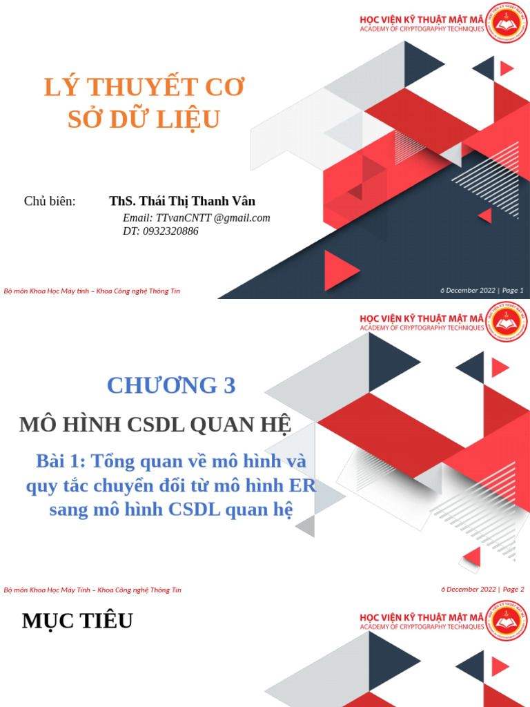 03.1 Chương 3 - Mô Hình CSDL Quan Hệ | PDF