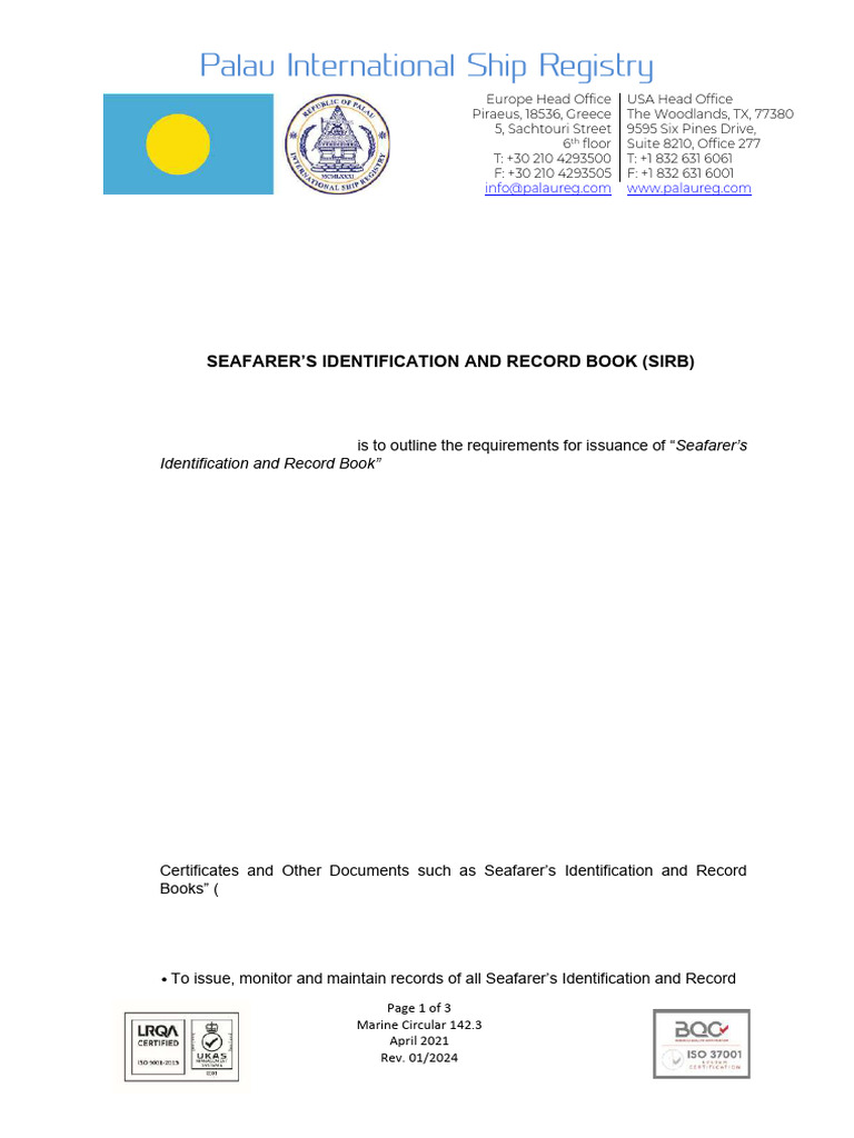 Seafarer's Identification and Record Book | PDF | Sailor | Identity ...