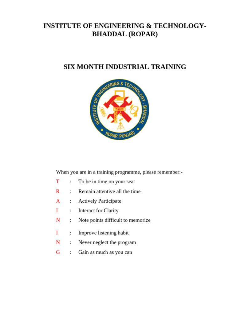 Six Months Training Instructions | PDF