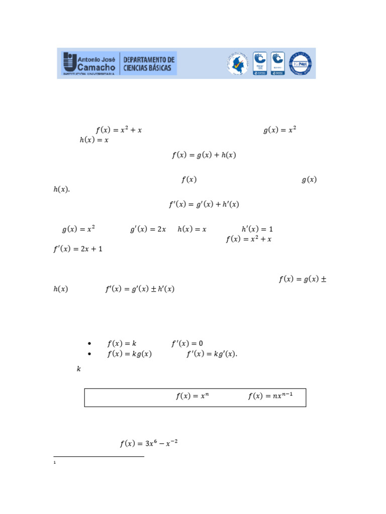 Reglas Básicas de Derivación 2025 | PDF | Derivado | Sustracción