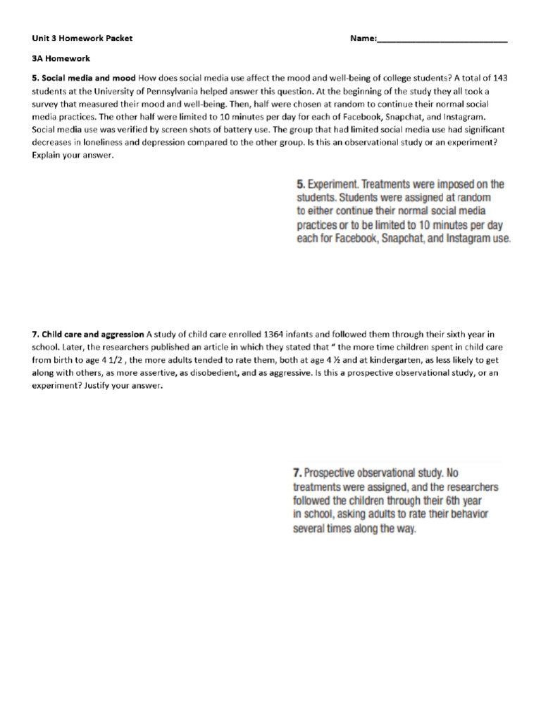 Unit 3 Homework Packet Answers | PDF