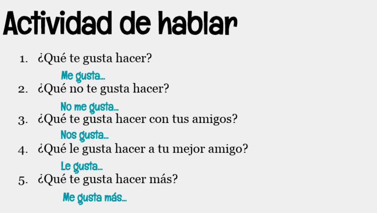 Actividad de Hablar | PDF