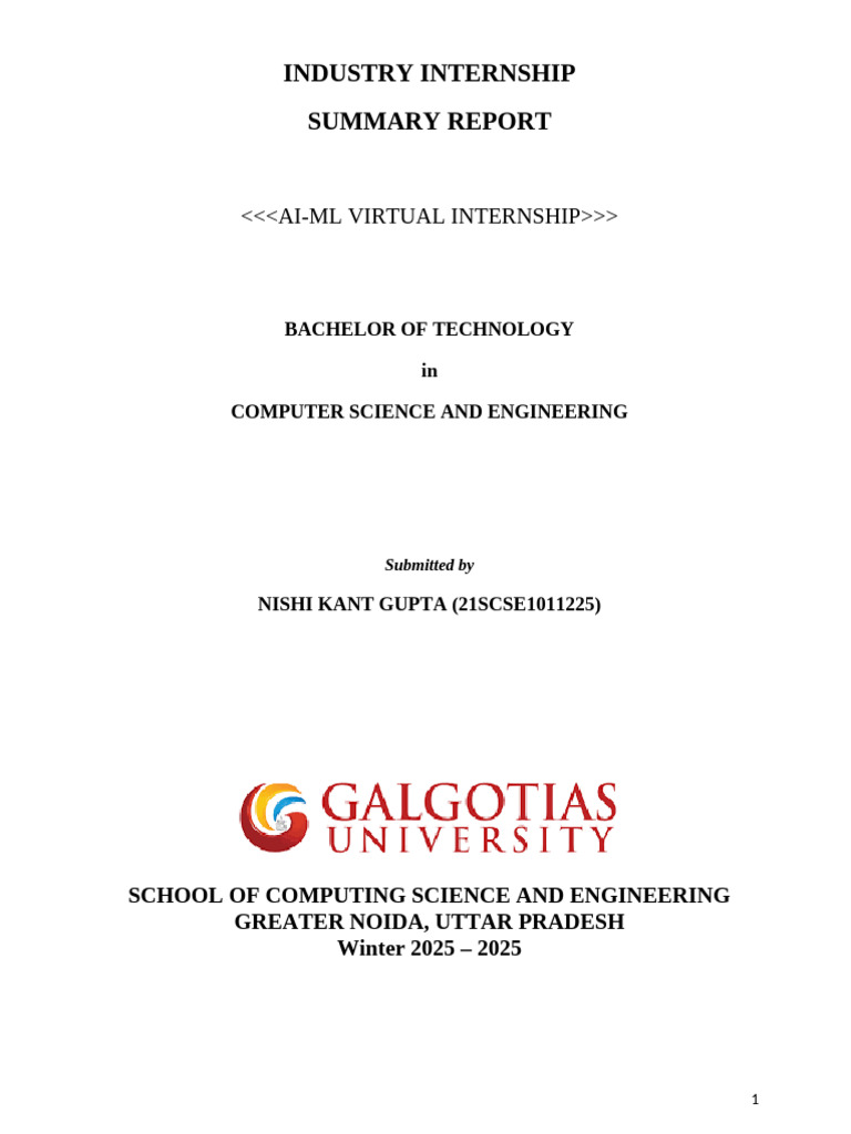 AI-ML Internship Report Summary | PDF | Machine Learning | Artificial Intelligence