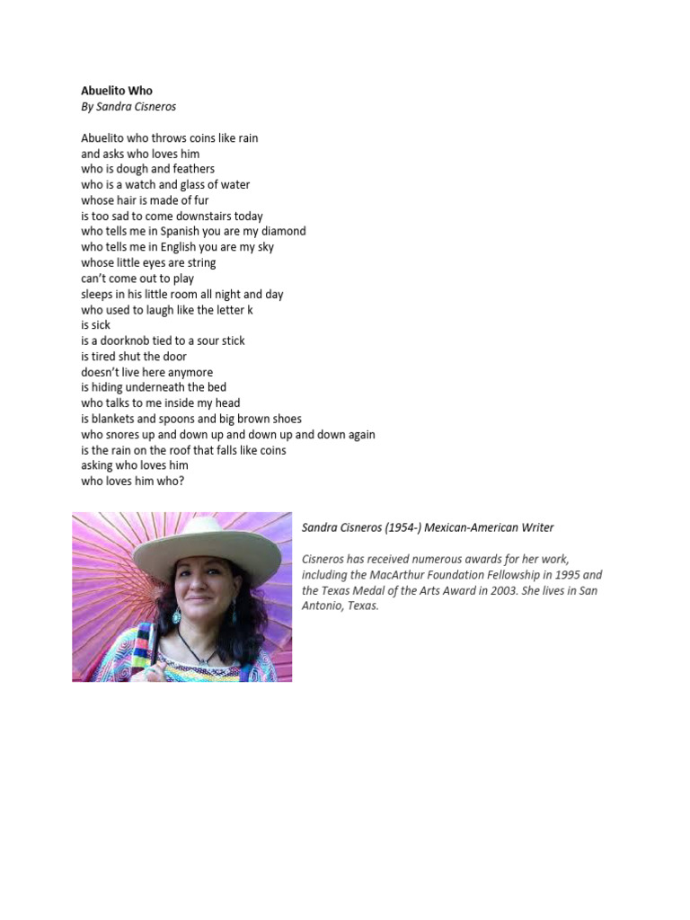 Cisneros Abuelito Who Poem and Bio | PDF