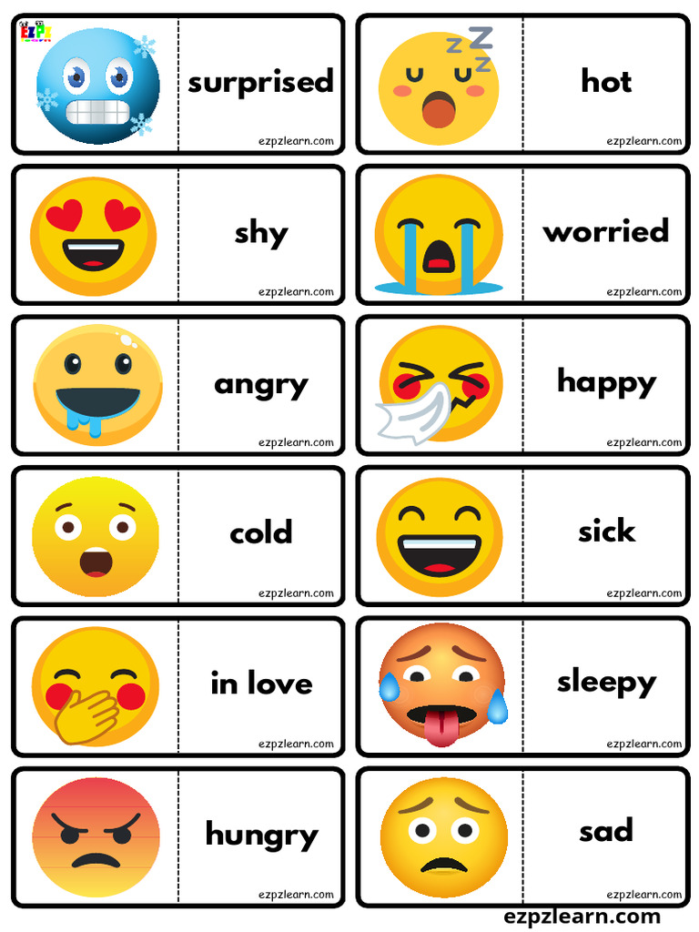Feelings Emotions Matching Dominoes | PDF