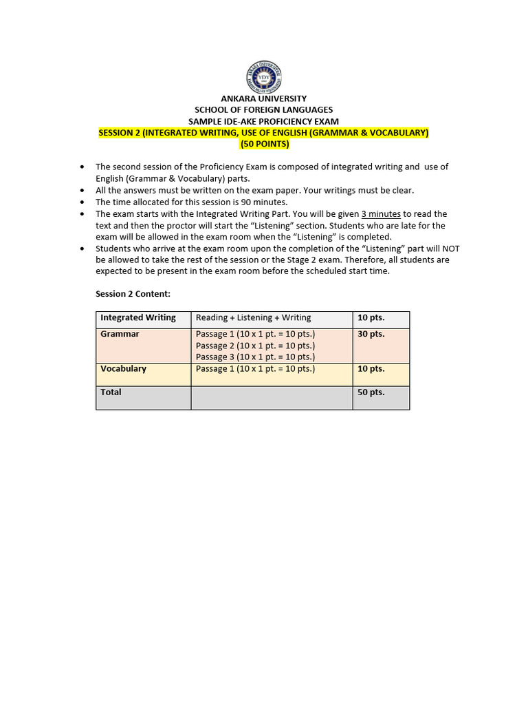 IDE-AKE Sample Proficiency Exam - Session 2 | PDF