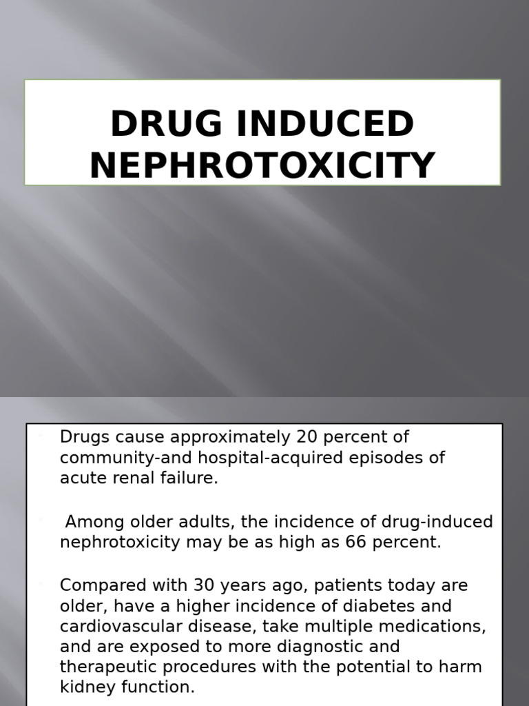 Drug-Induced Nephrotoxicity Overview | PDF | Creatinine | Medical ...
