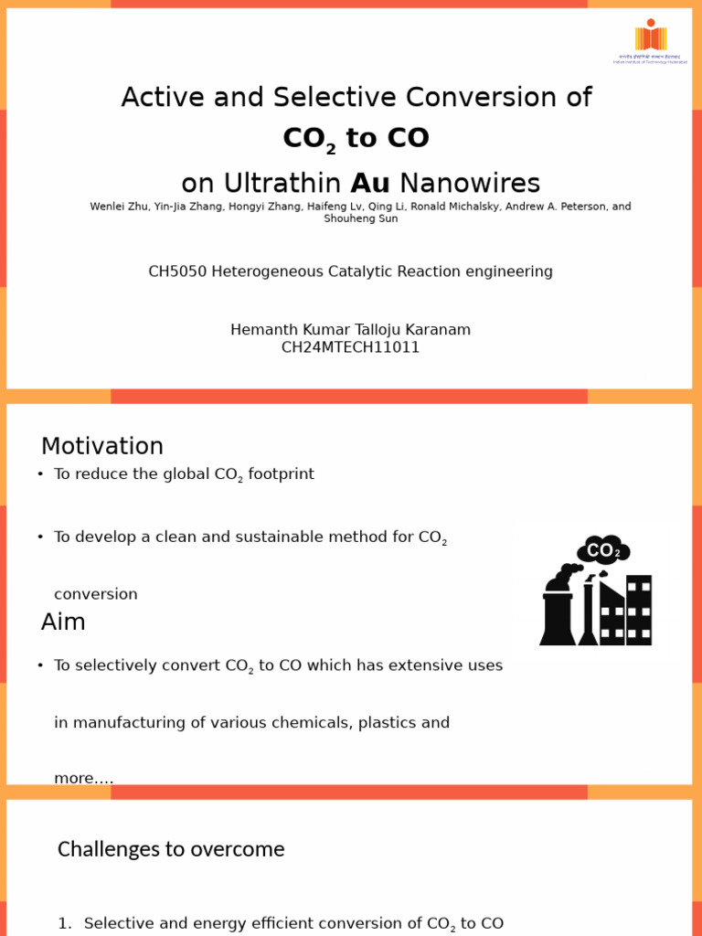 Presentation Hemanth | PDF | Nanowire | Catalysis