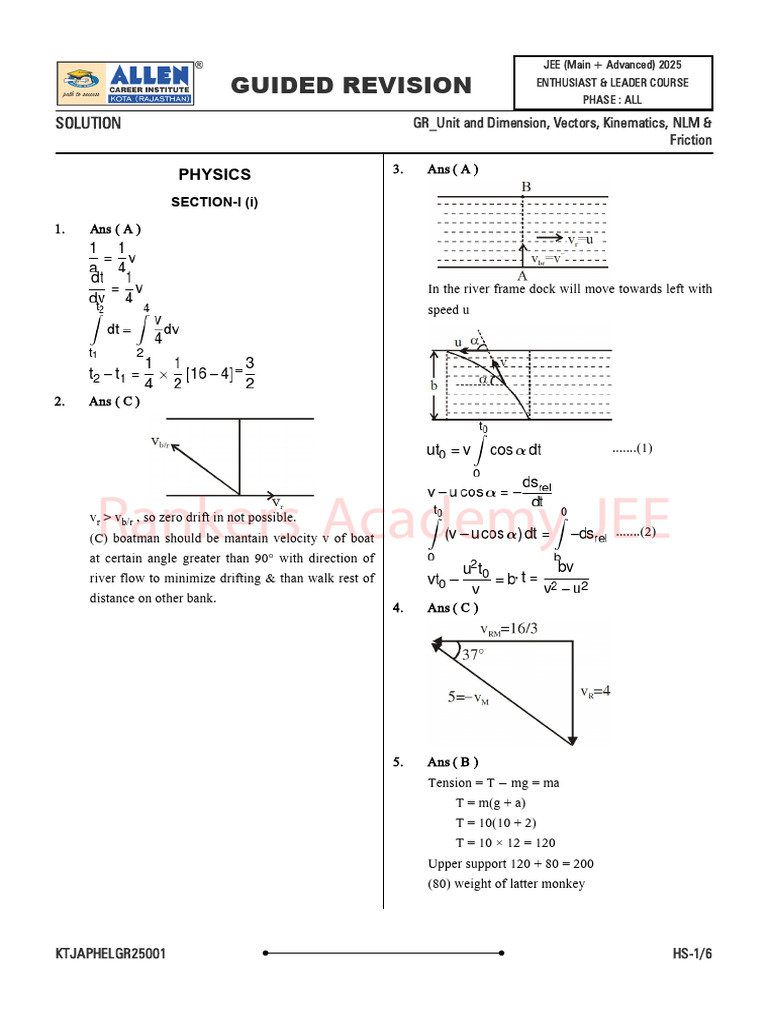 Physics - Solution | PDF | Force | Momentum
