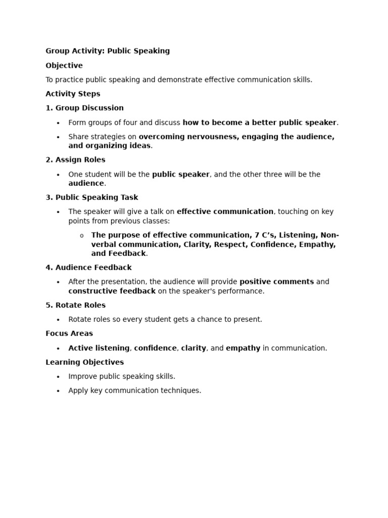 Enhancing Public Speaking Skills | PDF