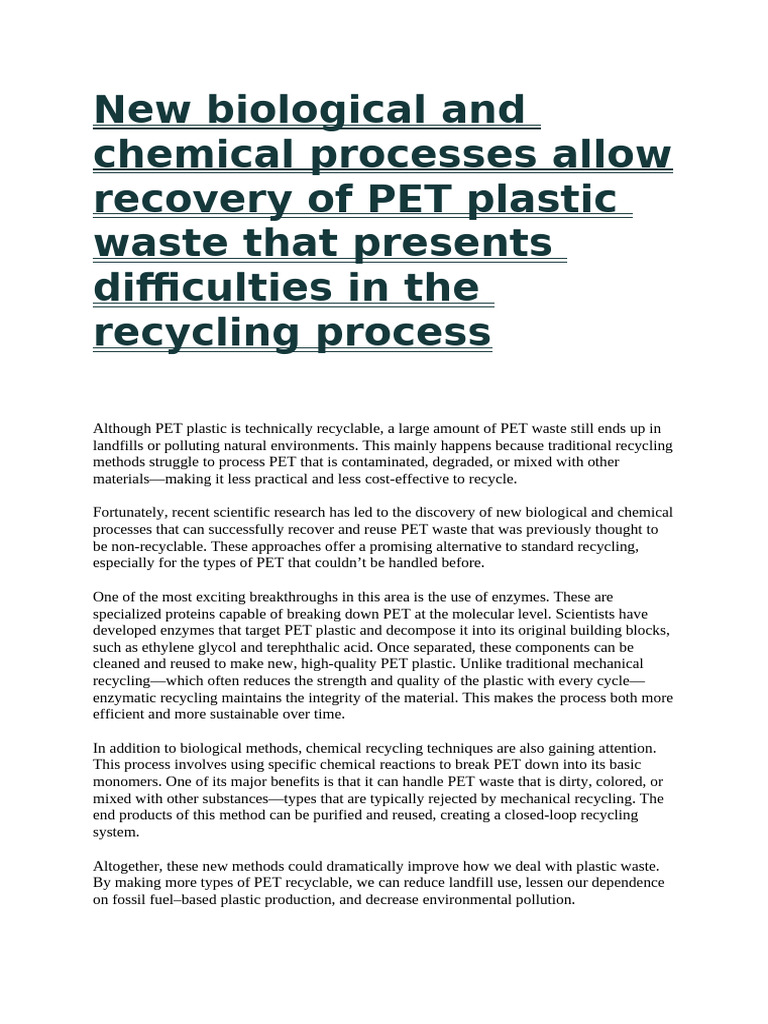 Revolutionizing Plastic Recycling | PDF