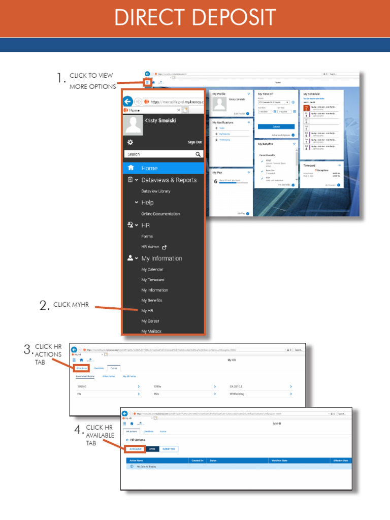 Kronos Quick Guide - Direct Deposit | PDF | Software | System Software