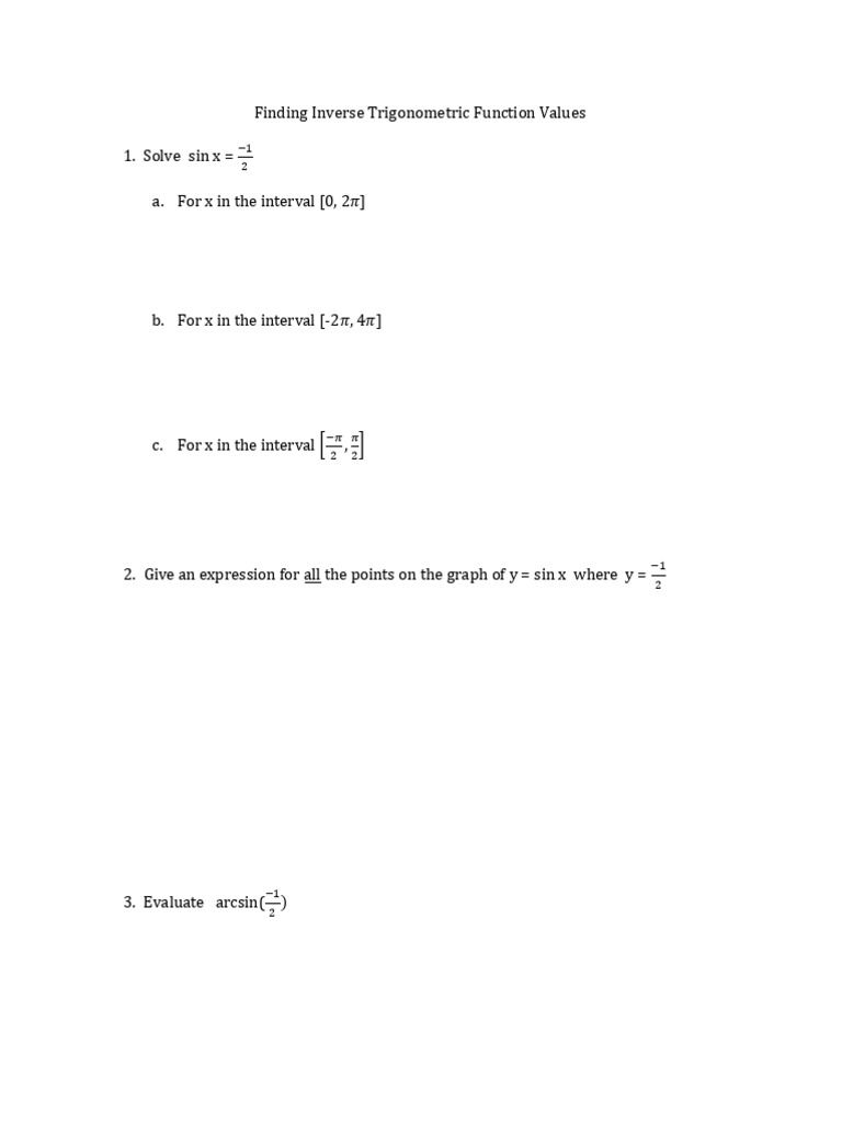 Finding Inverse Trigonometric Function Values | PDF