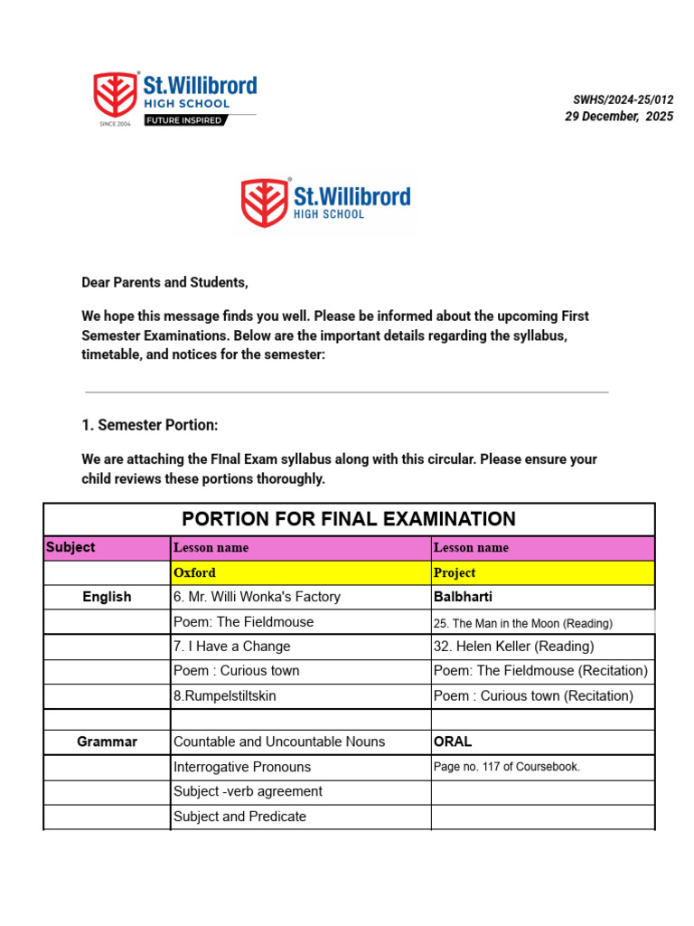 Final Exam Portion_ Std 5 (24-25) | PDF | Subject (Grammar) | Transport