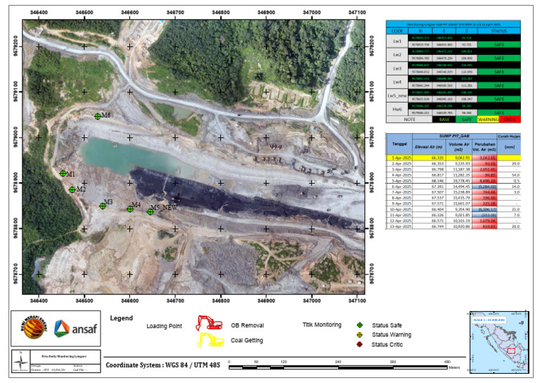 Daily Monitoring Pit Gab - 13 April 2025 | PDF | Geodesy | Cartography