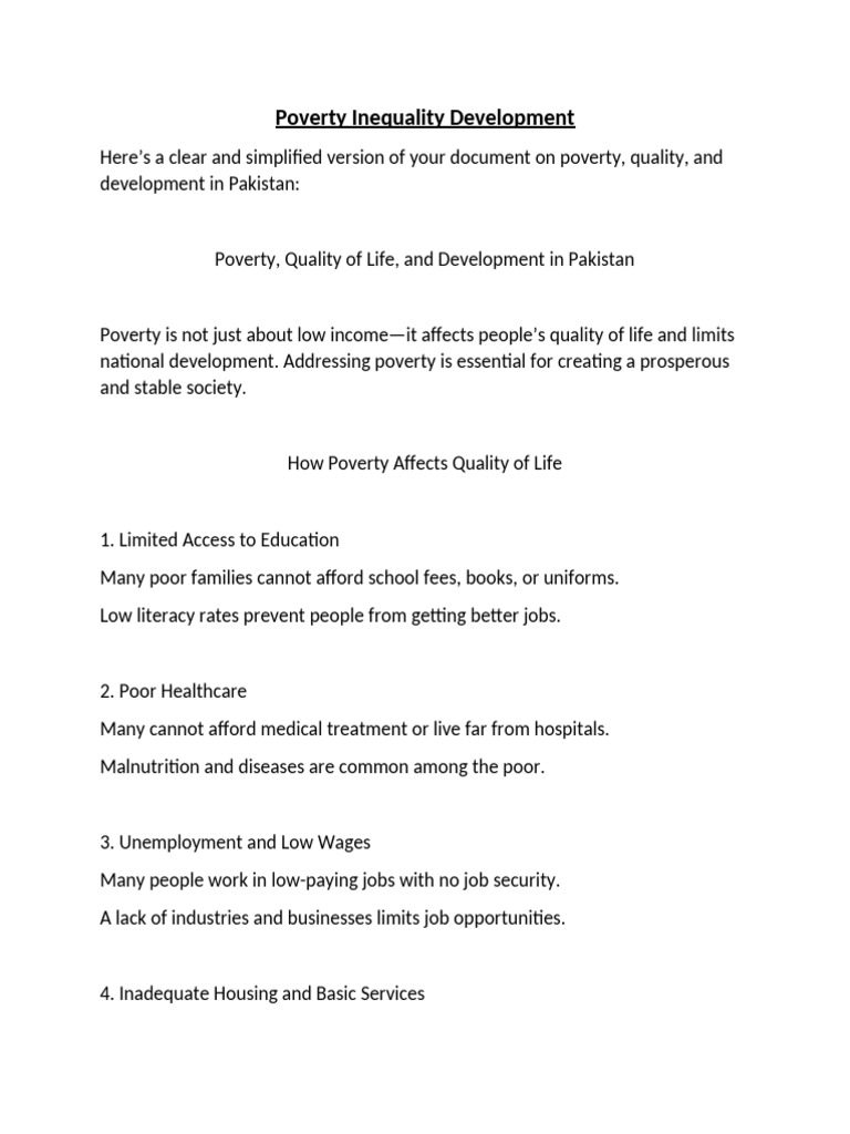 Poverty Inequality Development Pak Eco | PDF