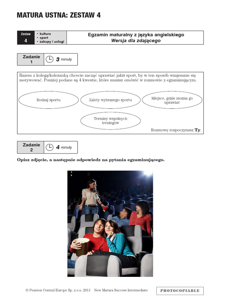 Matura Ustna Angielski Zestaw 4 Int | PDF