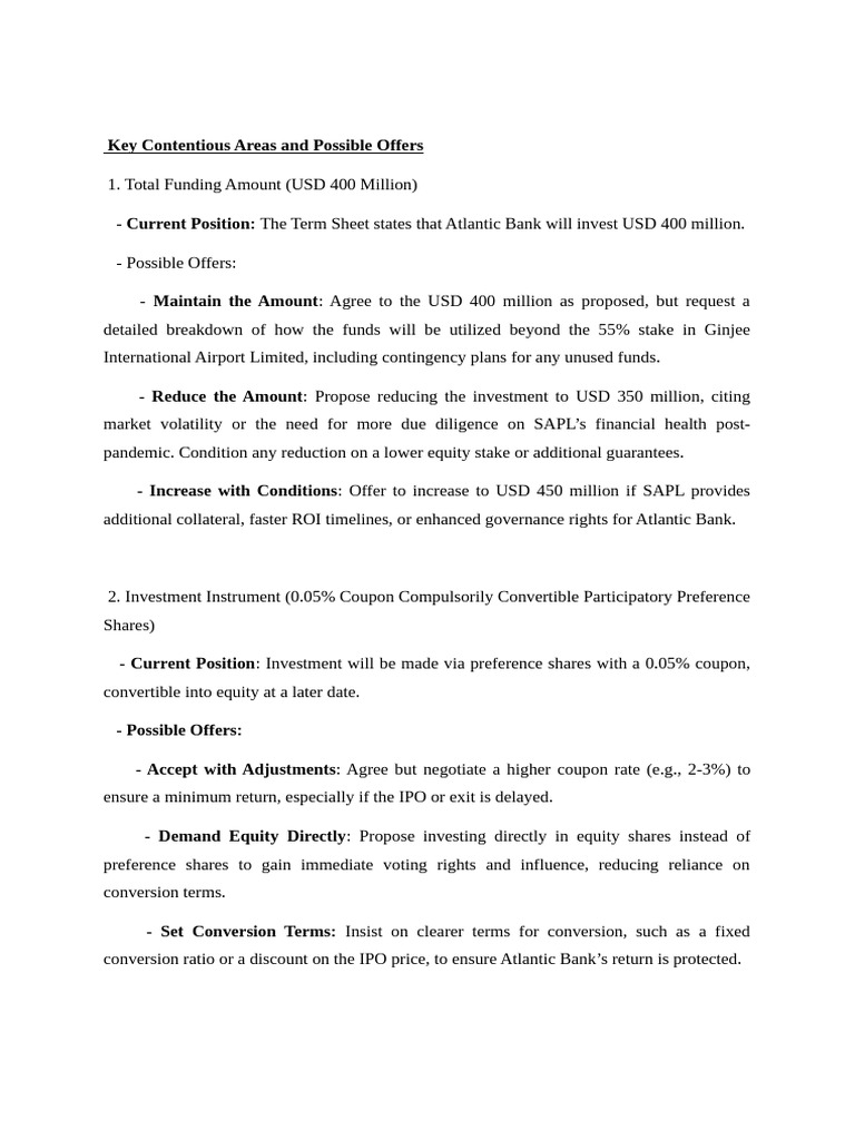 Atlantic Bank Investment Negotiation Strategies | PDF | Investing ...