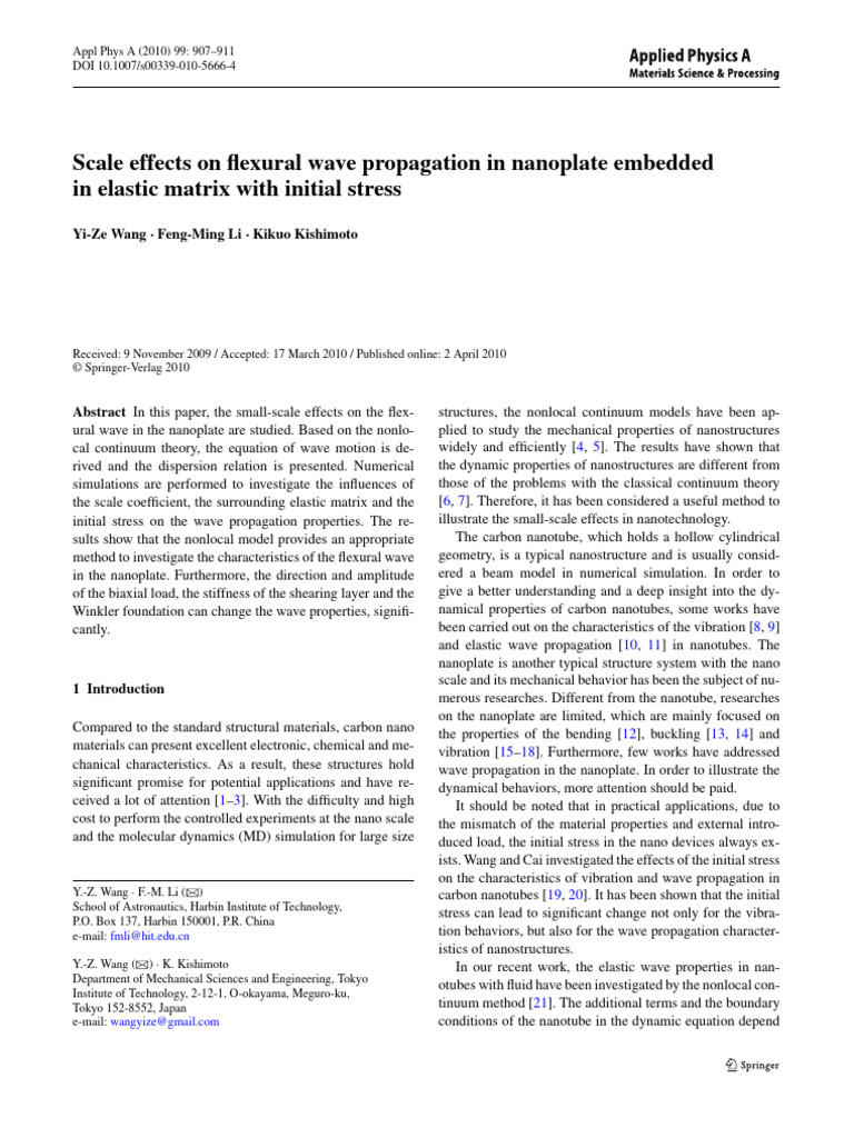 Scale Effects On Flexural Wave Propagation in Nanoplate Embedded in ...